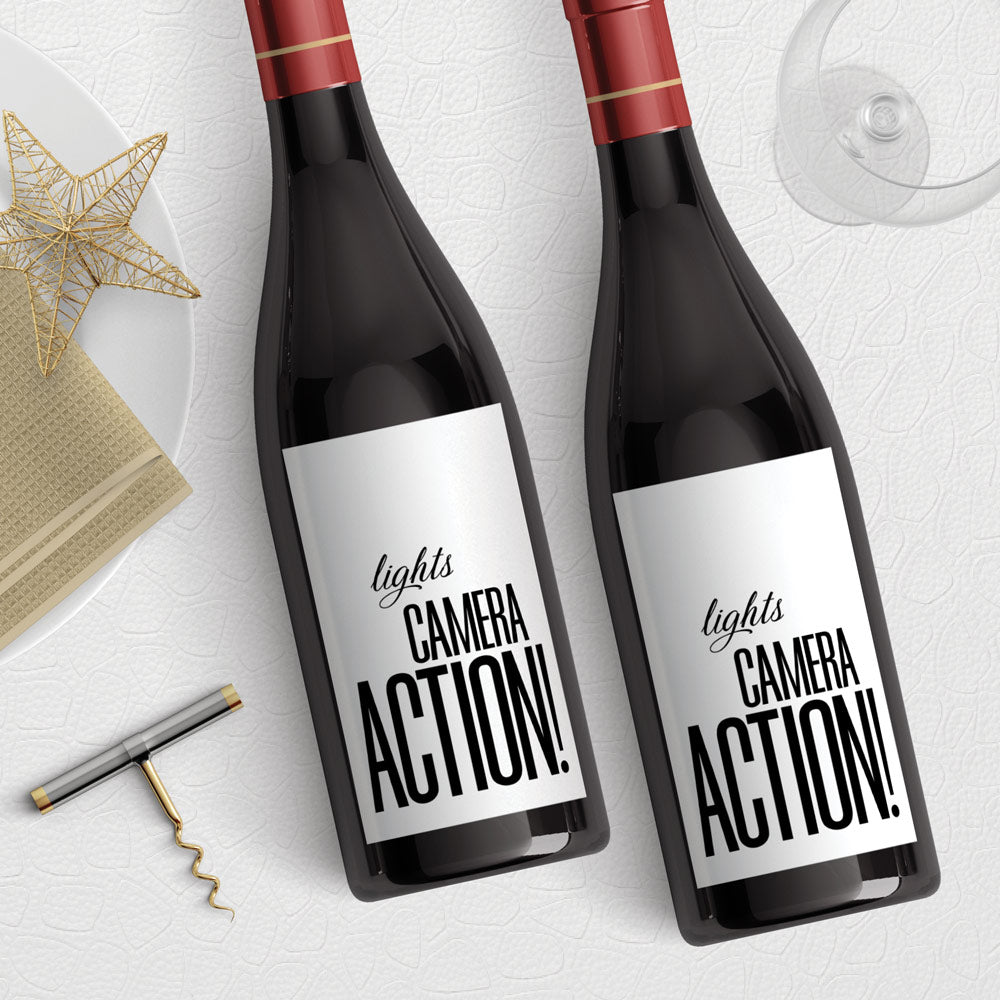 Lights Camera Action! Wine Label Download - Clay House Designs