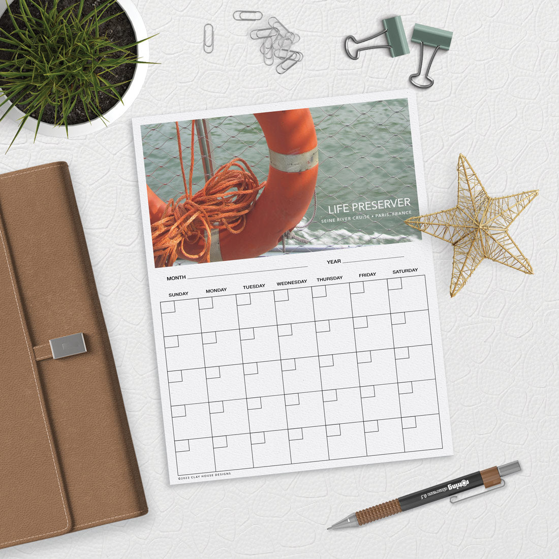 Life Preserver Full Color Desk Style Calendar Download - Clay House Designs