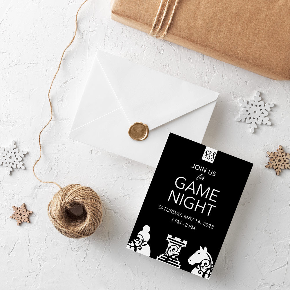 Game Night Invitation Postcard Editable Download - Clay House Designs